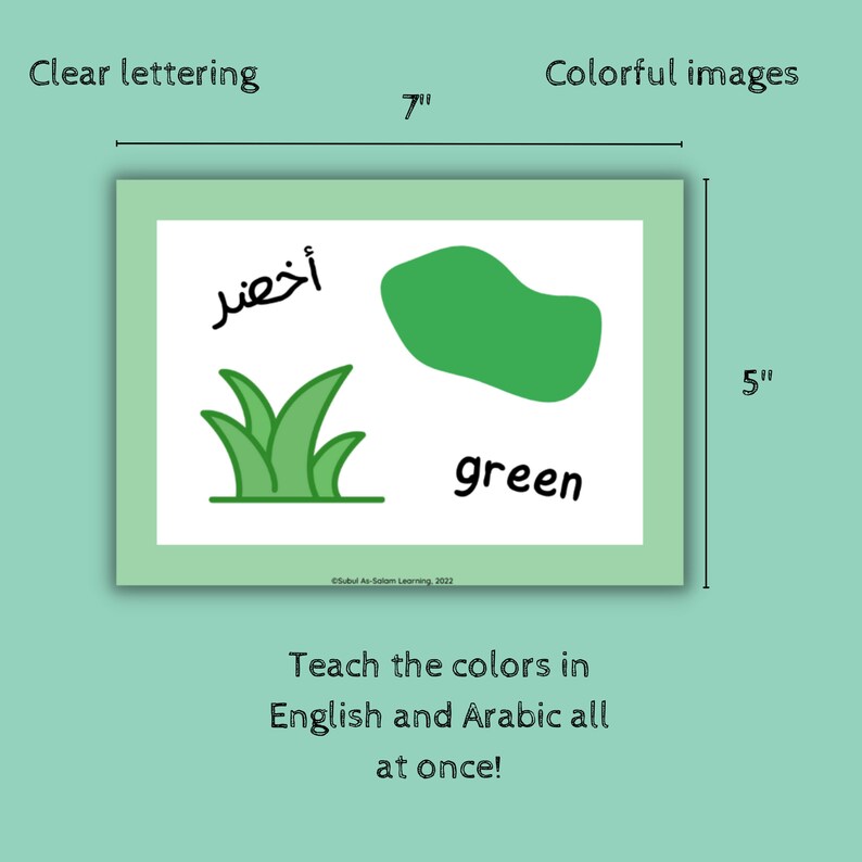 Arabic Color Learning Activity for Kids - Color Flashcards - Print and ...