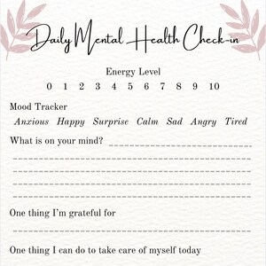Daily Mental Health Check-in Printable - Etsy UK