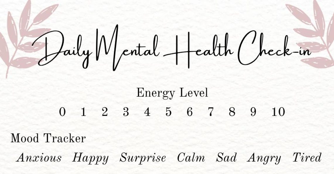Daily Mental Health Check-in Printable - Etsy UK