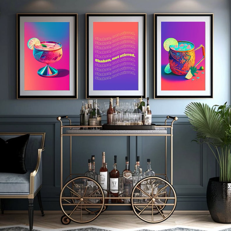 Cocktail Posters Bar Cart Art Bar Cart Decor Bar Cart Wall Art Cocktail ...