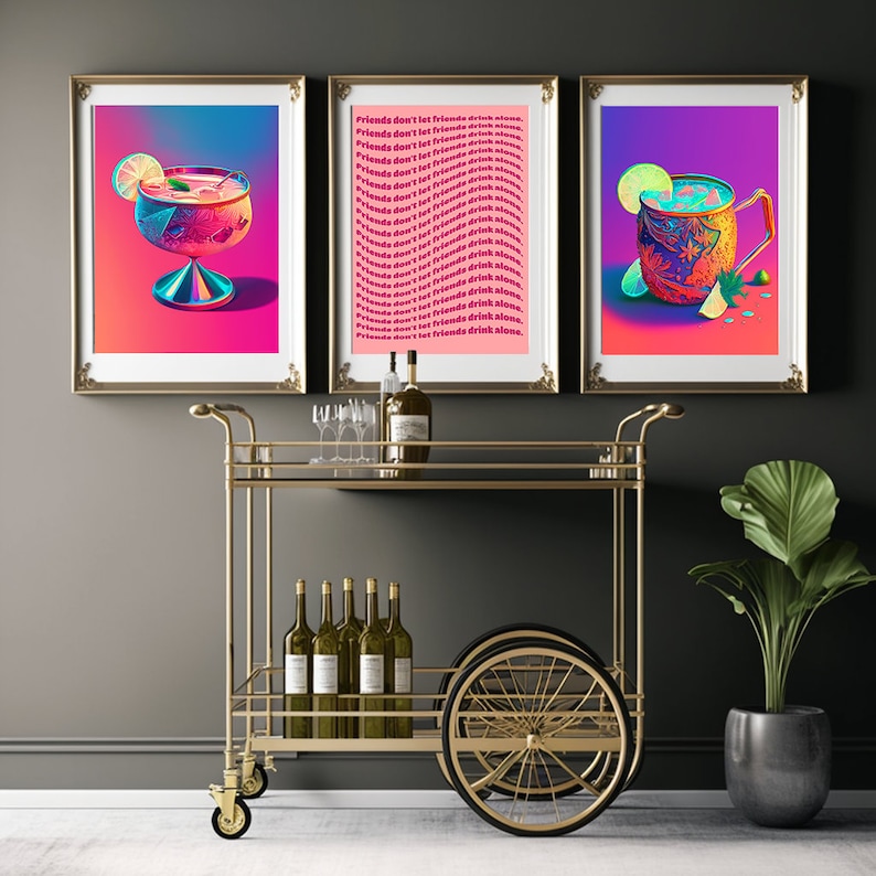 Cocktail Posters Bar Cart Art Bar Cart Decor Bar Cart Wall Art Cocktail ...