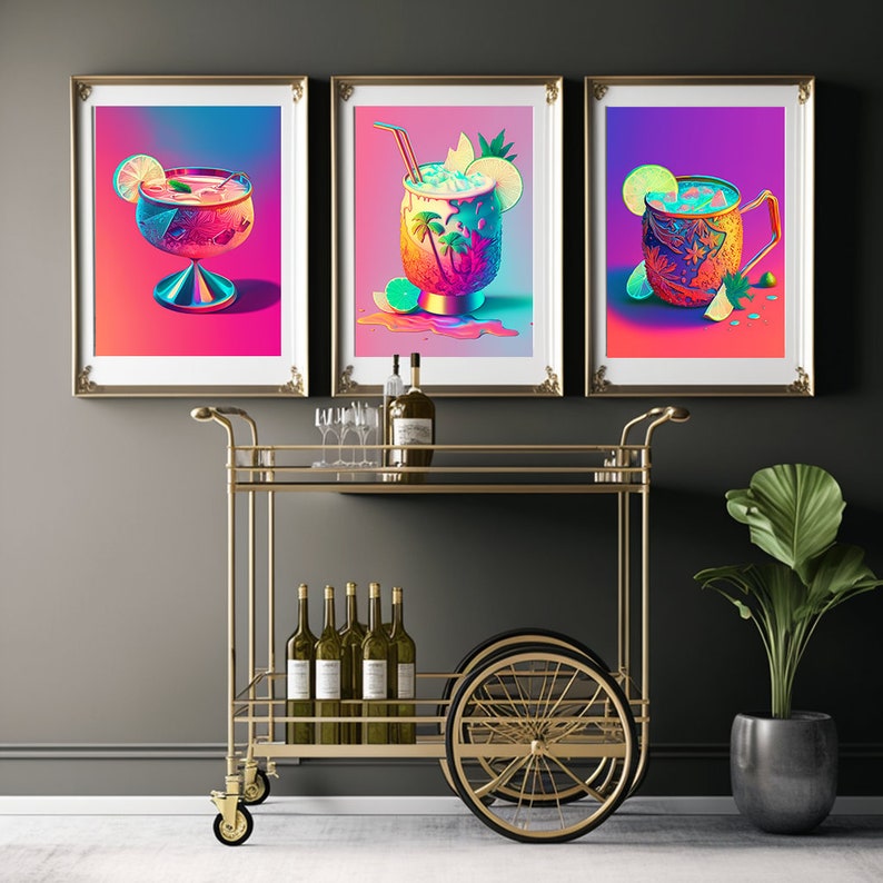 Cocktail Posters Bar Cart Art Bar Cart Decor Bar Cart Wall Art Cocktail ...