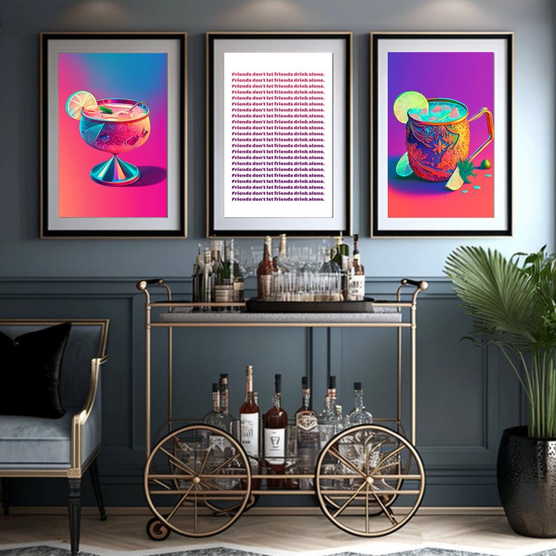 Cocktail Posters Bar Cart Art Bar Cart Decor Bar Cart Wall Art Cocktail ...