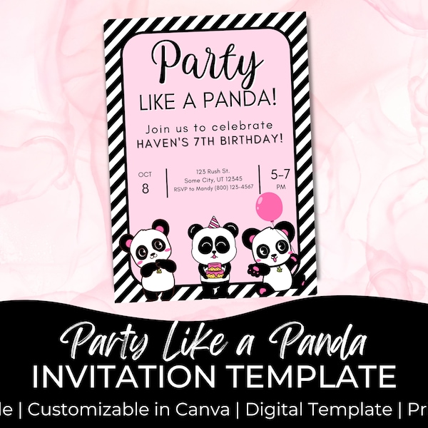 Panda Invitation - Etsy