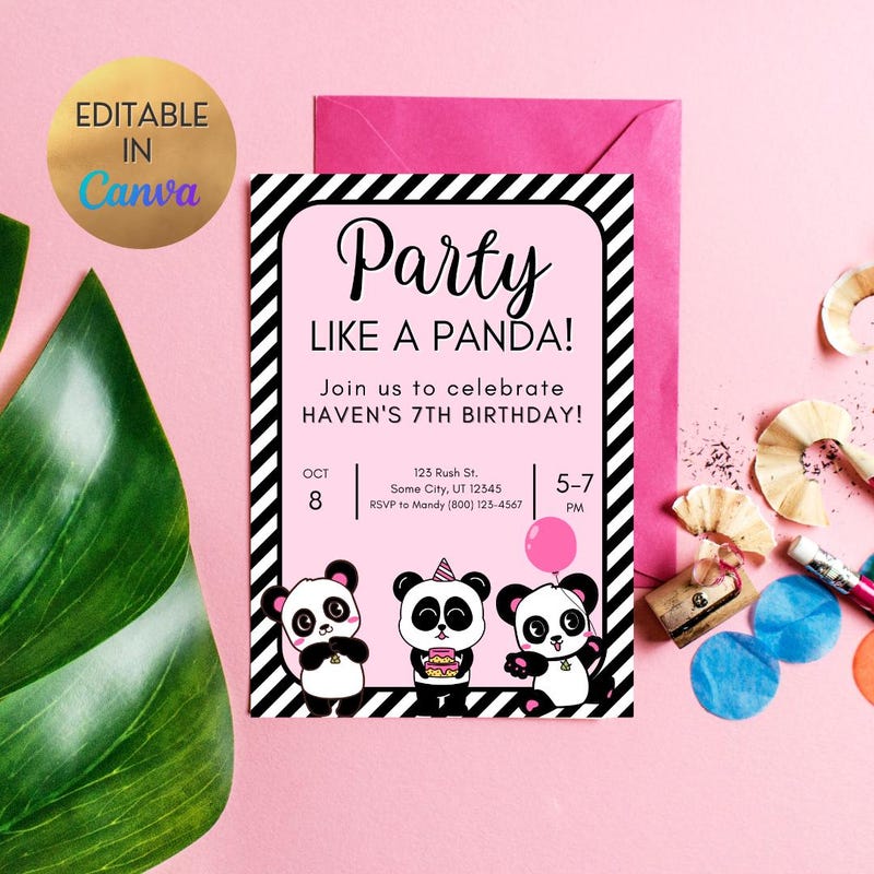 Panda Invitation - Etsy