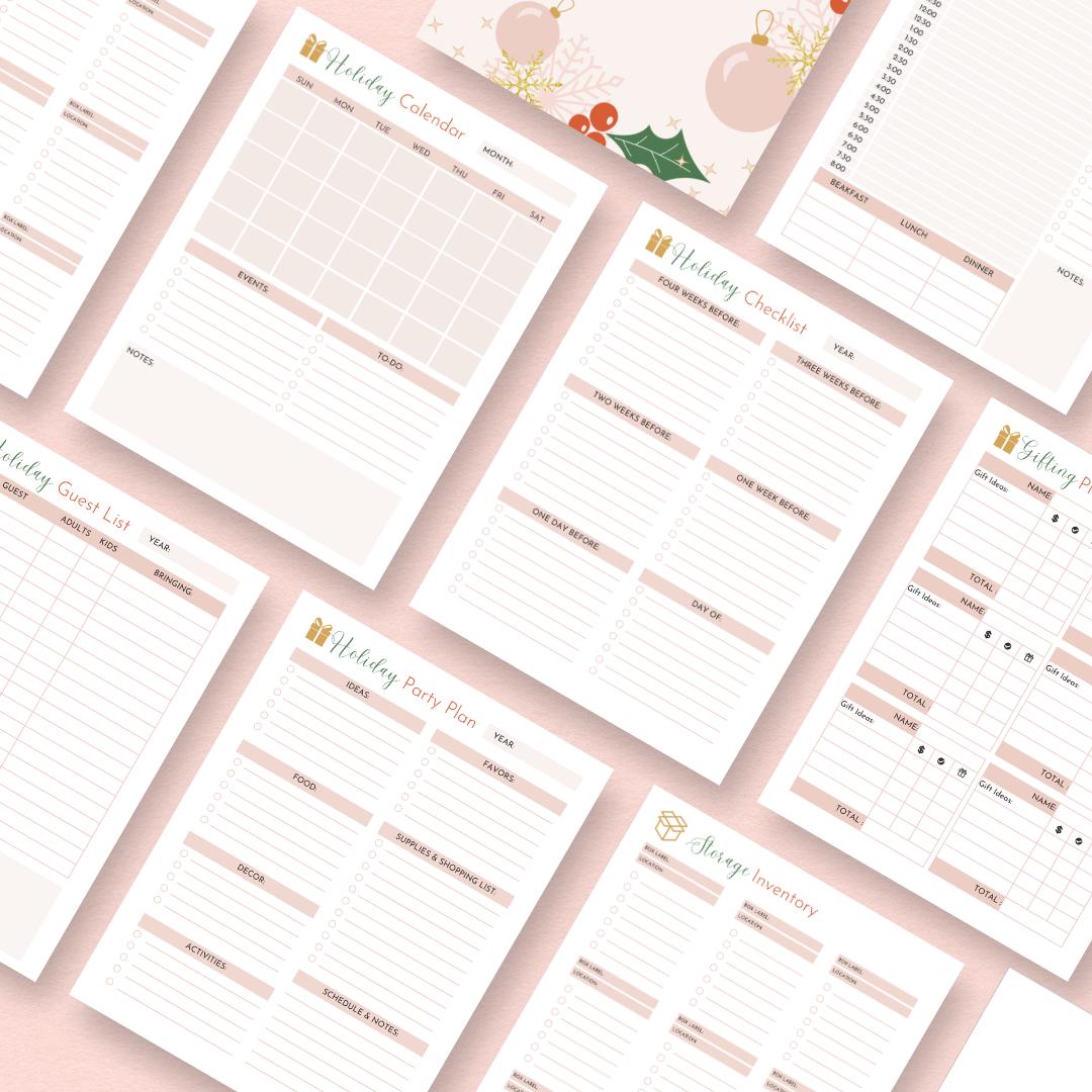 Holiday Planner Canva Template | Digital Holiday Organizer for ...