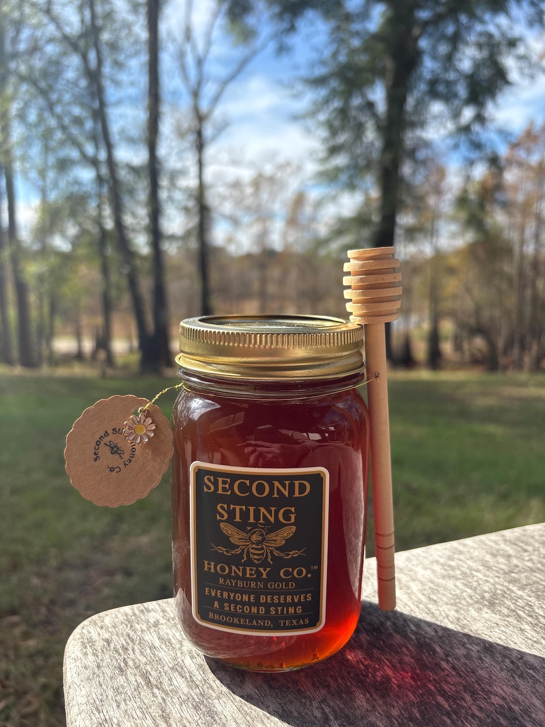 Raw East Texas Honey Hive Jar With Dipper & Bee Charm - Etsy