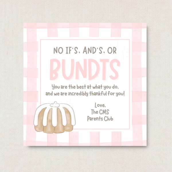Bundt Cake Tags for Teacher - Etsy