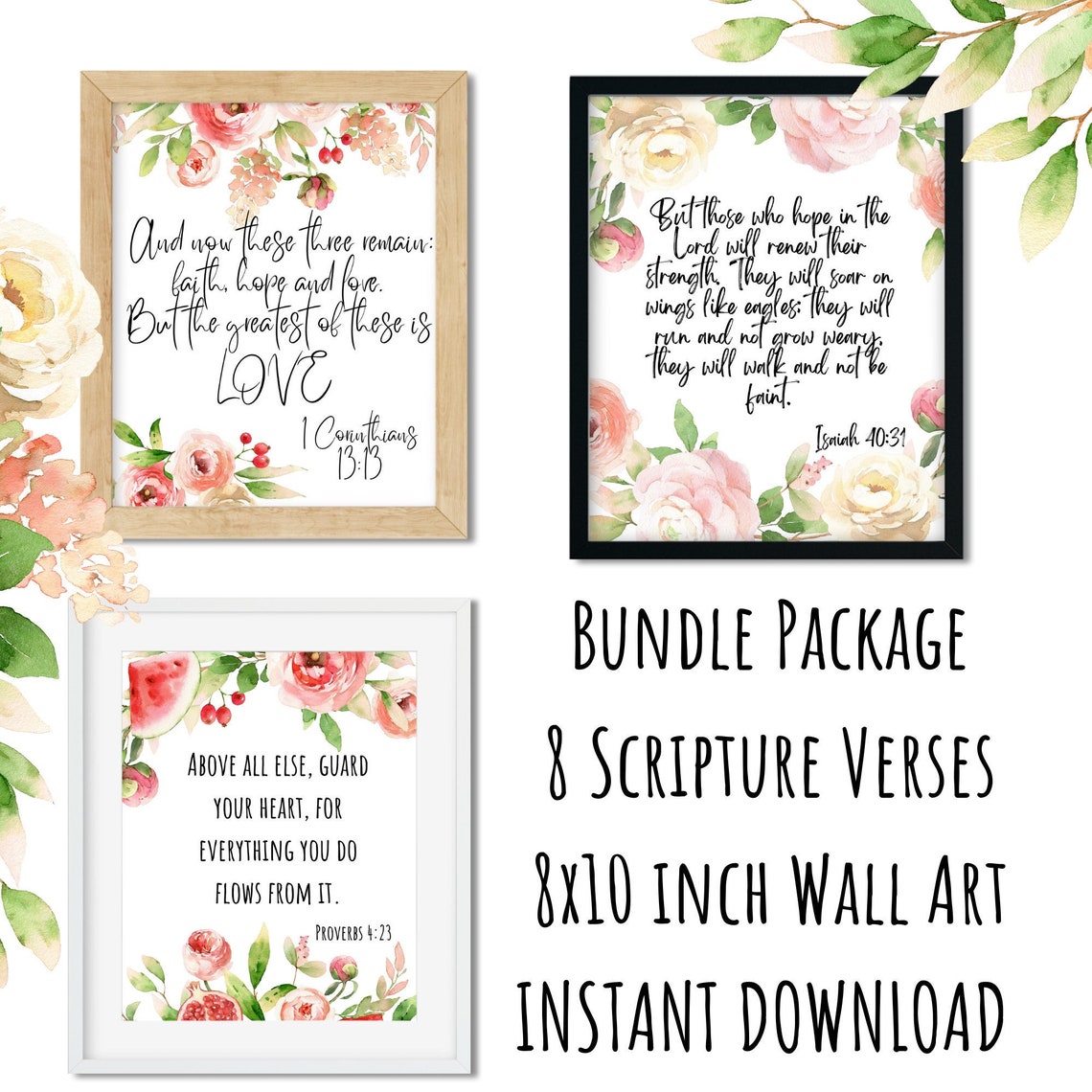 Scripture Verse PDF Printable 8x10inch Wall Artbundle | Etsy
