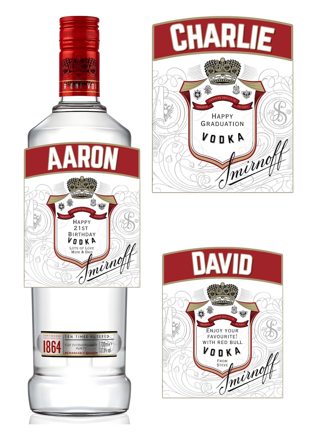 Personalised Smirnoff Vodka Label Sticker | Custom Bottle Label for ...