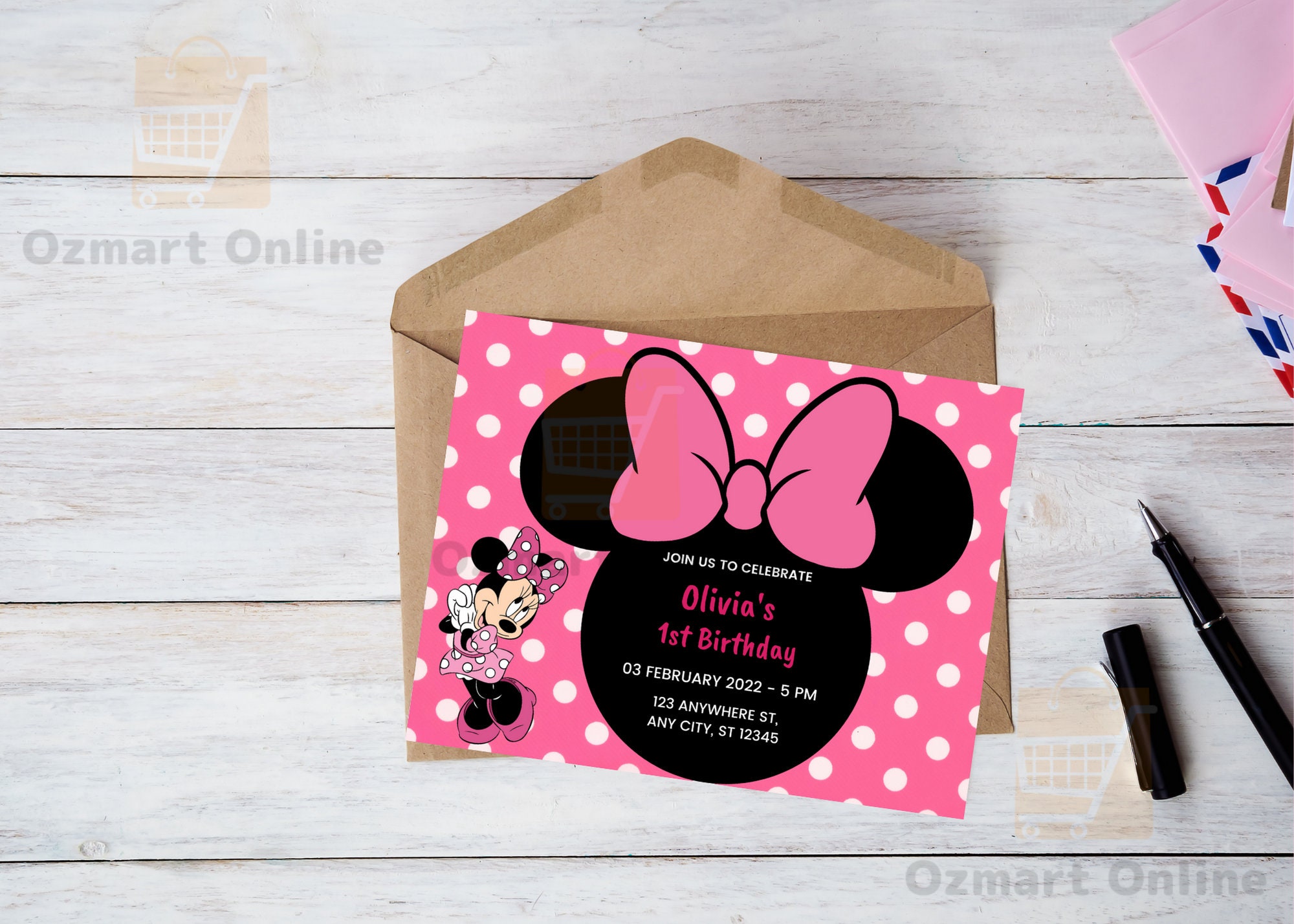 Minnie Mouse Invitation , Minnie Mouse One Birthday Invitation ...