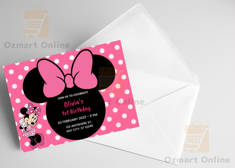 Minnie Mouse Invitation , Minnie Mouse One Birthday Invitation ...