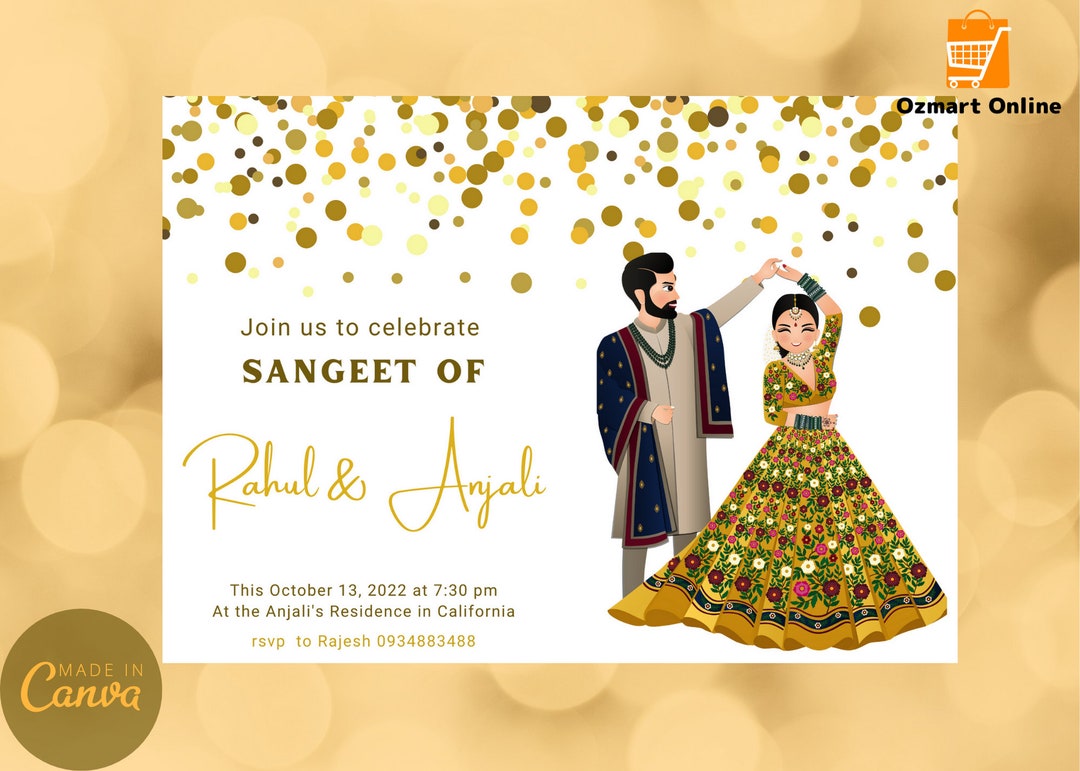 Sangeet Digital Invitation & Sangeet Wedding Invite, Invite for Digital ...
