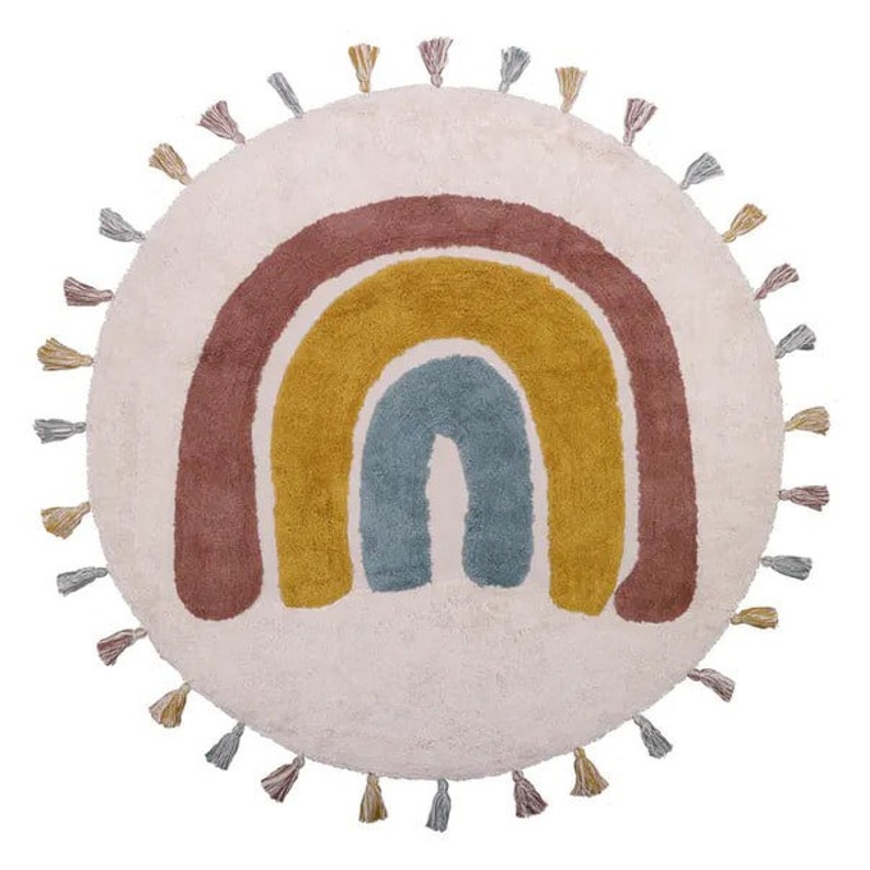 Rainbow Round Rug With Tassels - Nursery or Kids Bedroom - Boho ...