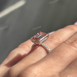 3.5ct Emerald Cut Pink Lab Created Diamond Engagement Ring - Etsy