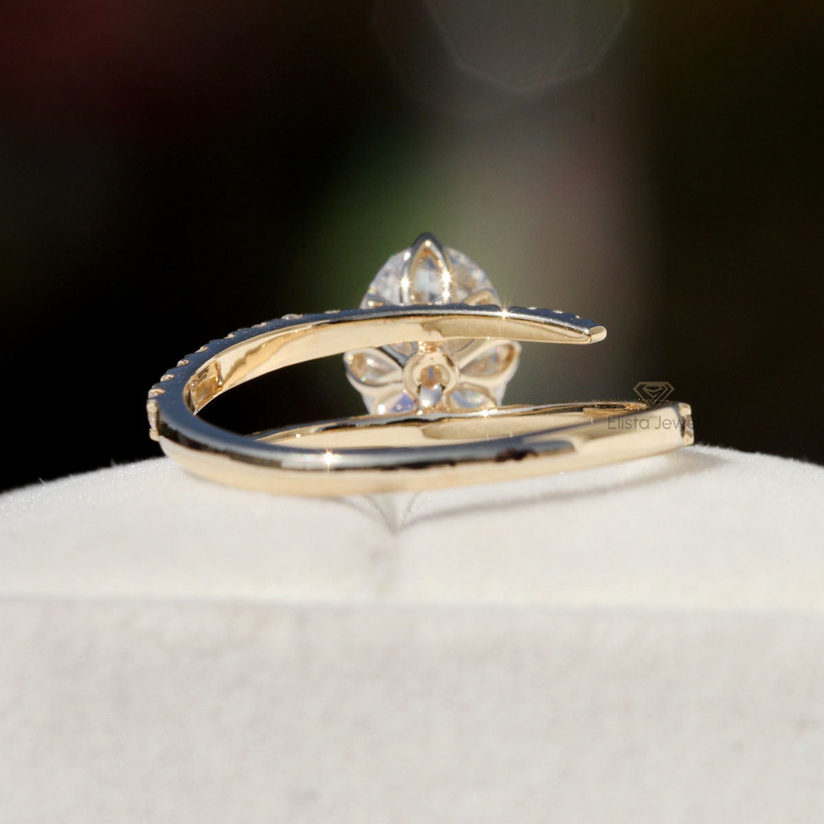 Custom Oval Diamond Engagement Ring: Compass Prongs, Bypass Shank, IGI ...