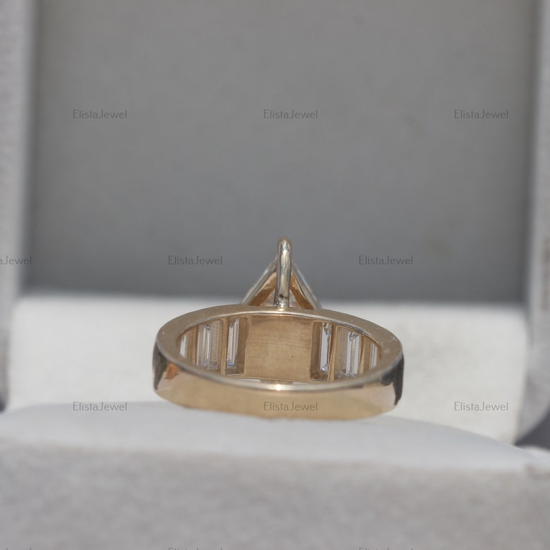Lozenge Step Cut Lab Grown Diamond 10K Gold Engagement Ring - Etsy