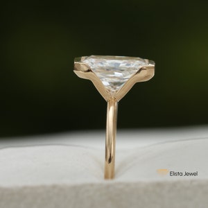 2.40CT Radiant Cut Diamond Half Bezel Solitaire Engagement Ring Made in ...