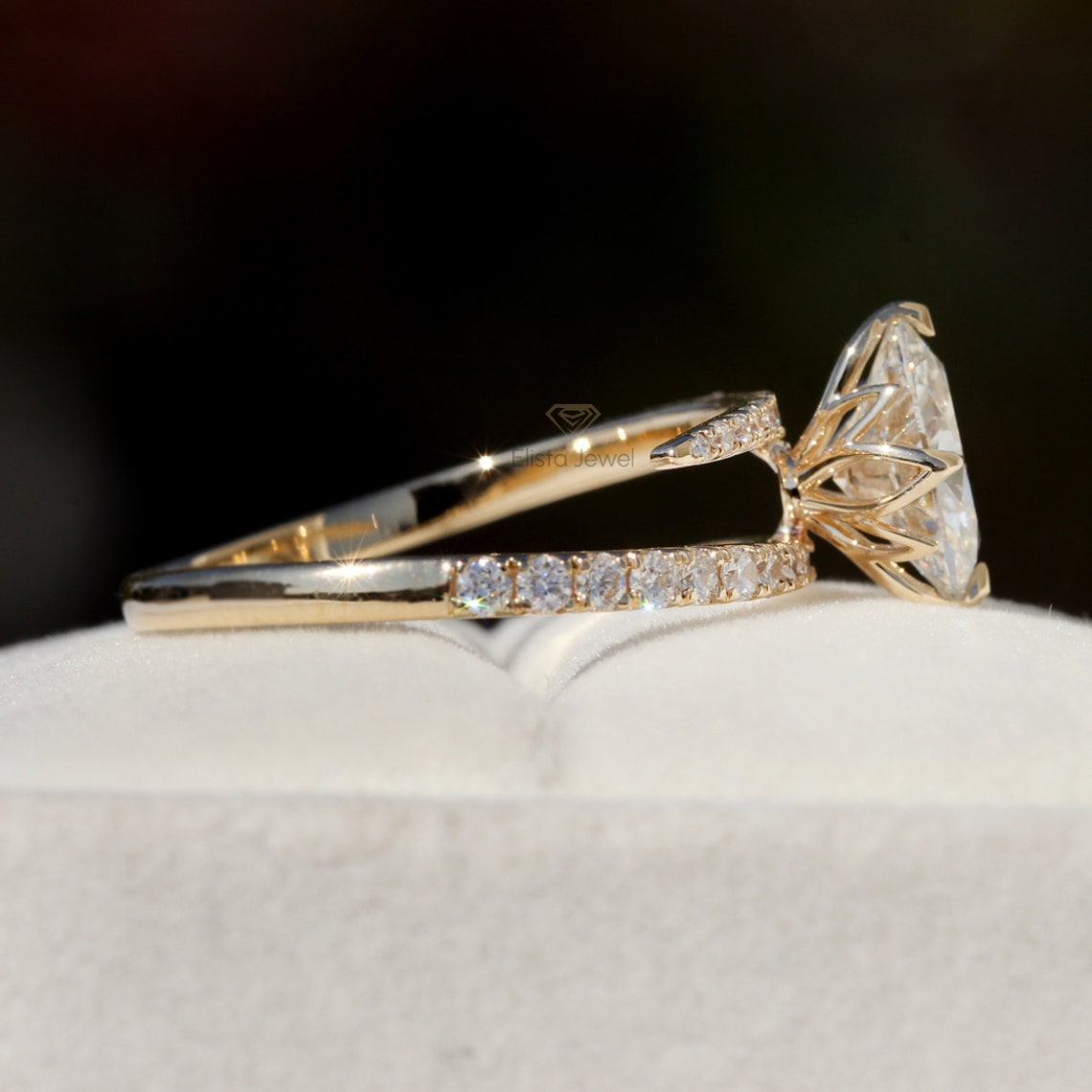 Custom Oval Diamond Engagement Ring: Compass Prongs, Bypass Shank, IGI ...