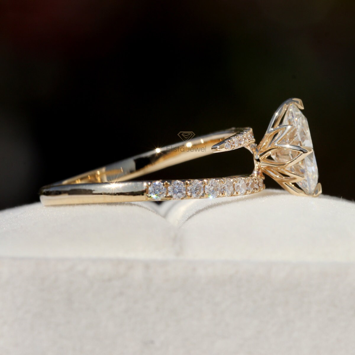 Custom Oval Diamond Engagement Ring: Compass Prongs, Bypass Shank, IGI ...