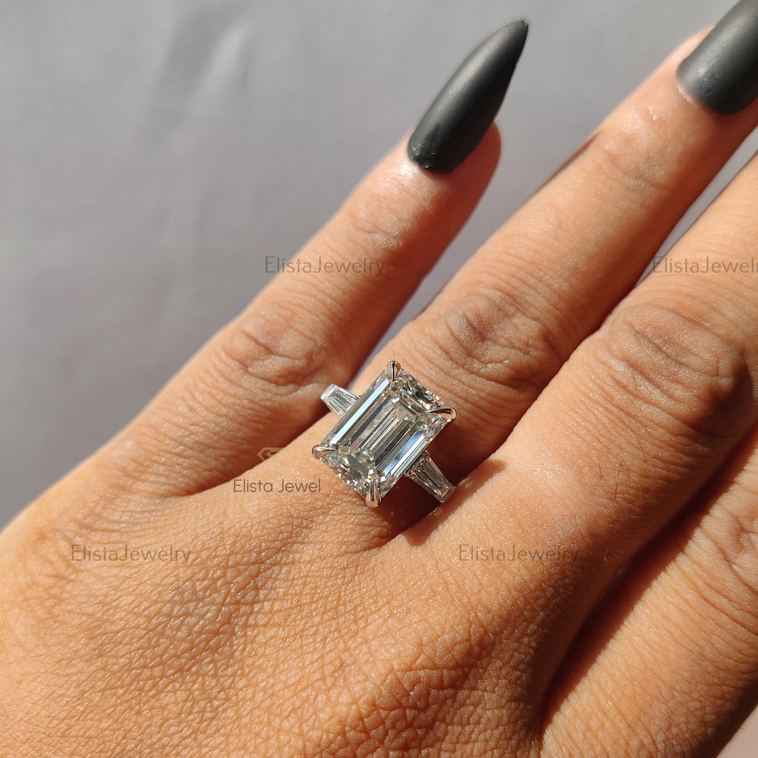 Emerald cut past present future ring store