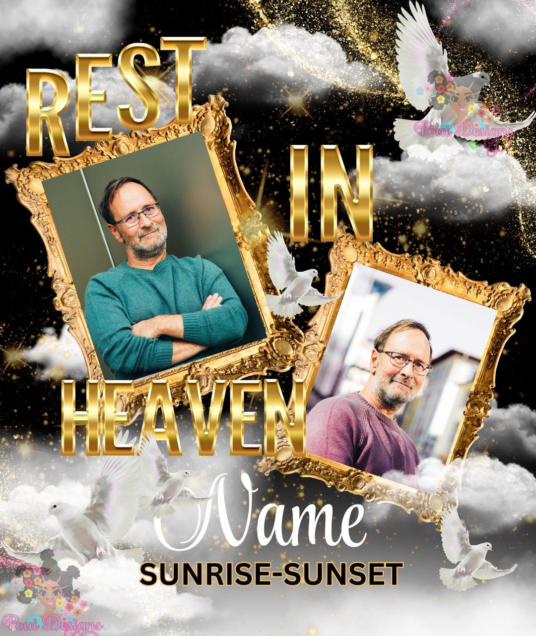 Rest in Heaven ,memorial Editable Canva Template,custom Digital Design ...
