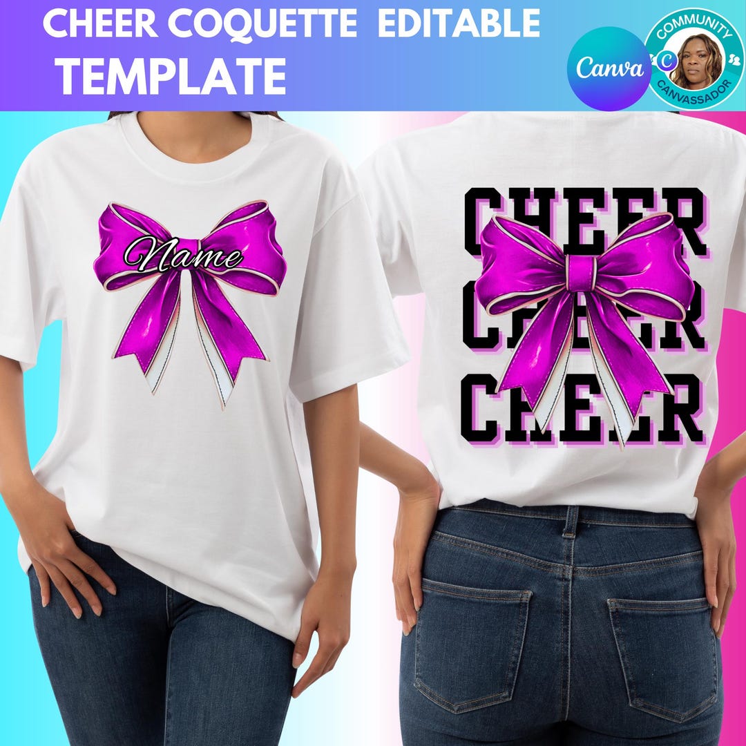 Cheerleading Editable Canva Template, Coquette Shirt,change Text,for ...