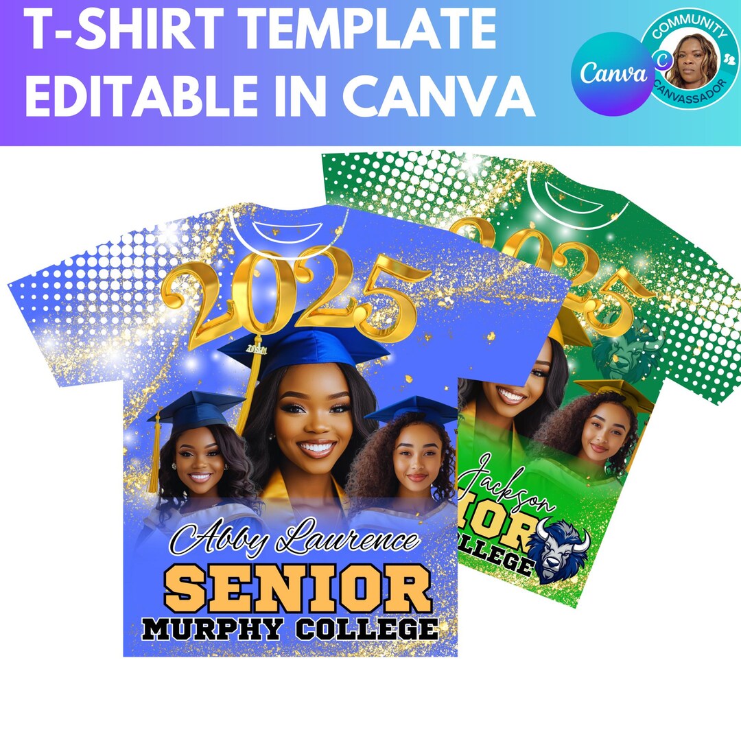Graduation T-shirt Design Bundle: Editable Canva Template (32x27 Inch ...