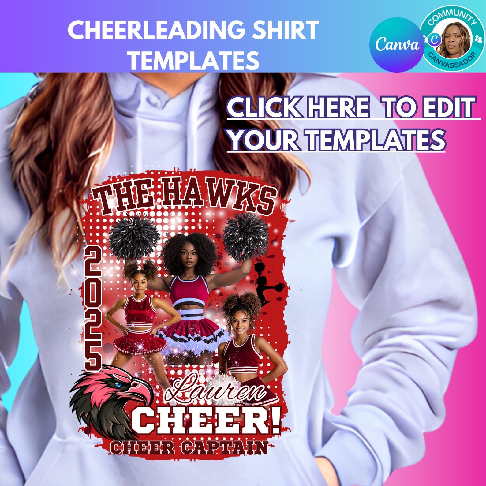 Cheerleading Editable Canva Template, Change Text, for Cheer & Dance ...