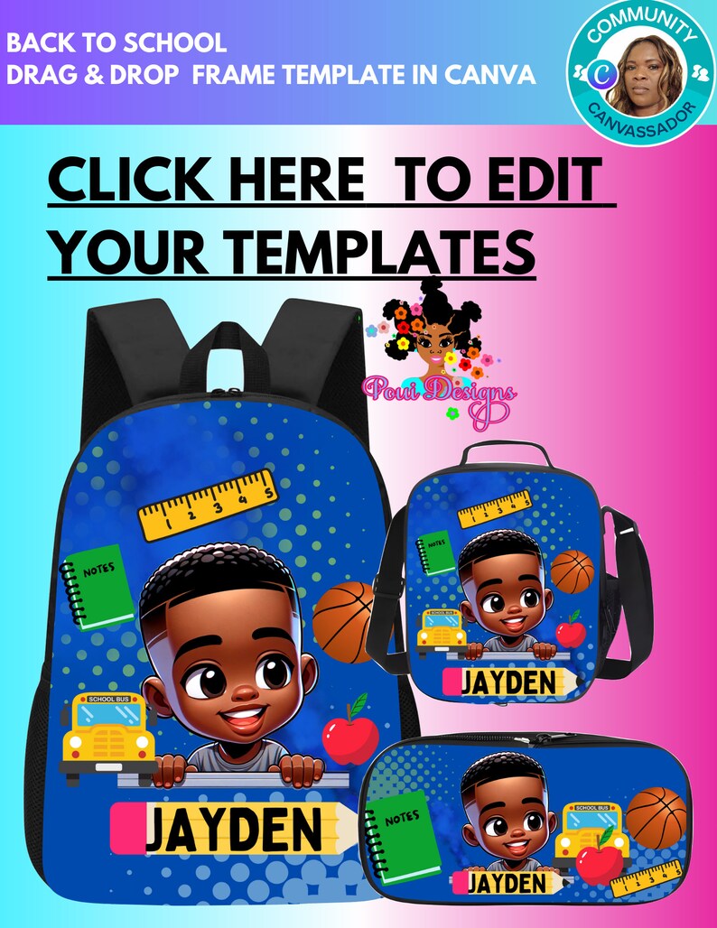 Editable Back to School Backpack, Lunch Bag & Pencil Case Canva ...