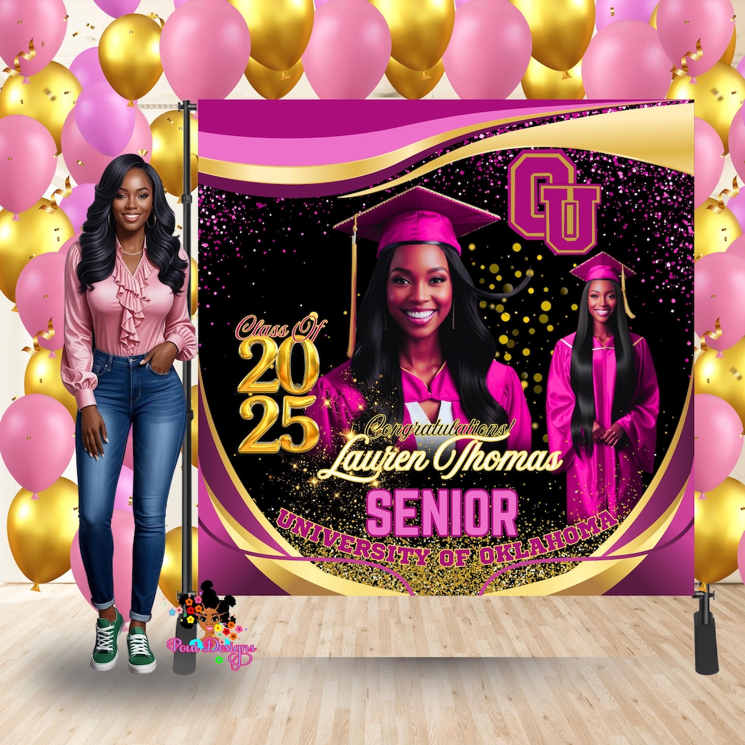 Graduation Banner Template,editable in Canva,pink Gold Template for ...