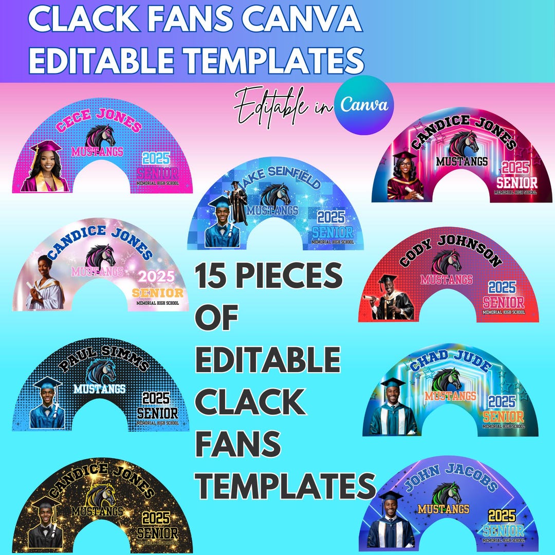 Graduation Clack Fan Templates: Editable Canva Designs (digital ...