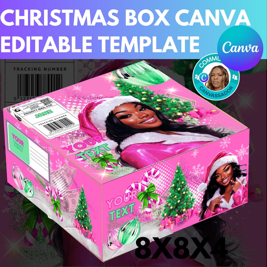 Christmas Box Editable Canva Template,change Text,change Colors,add ...