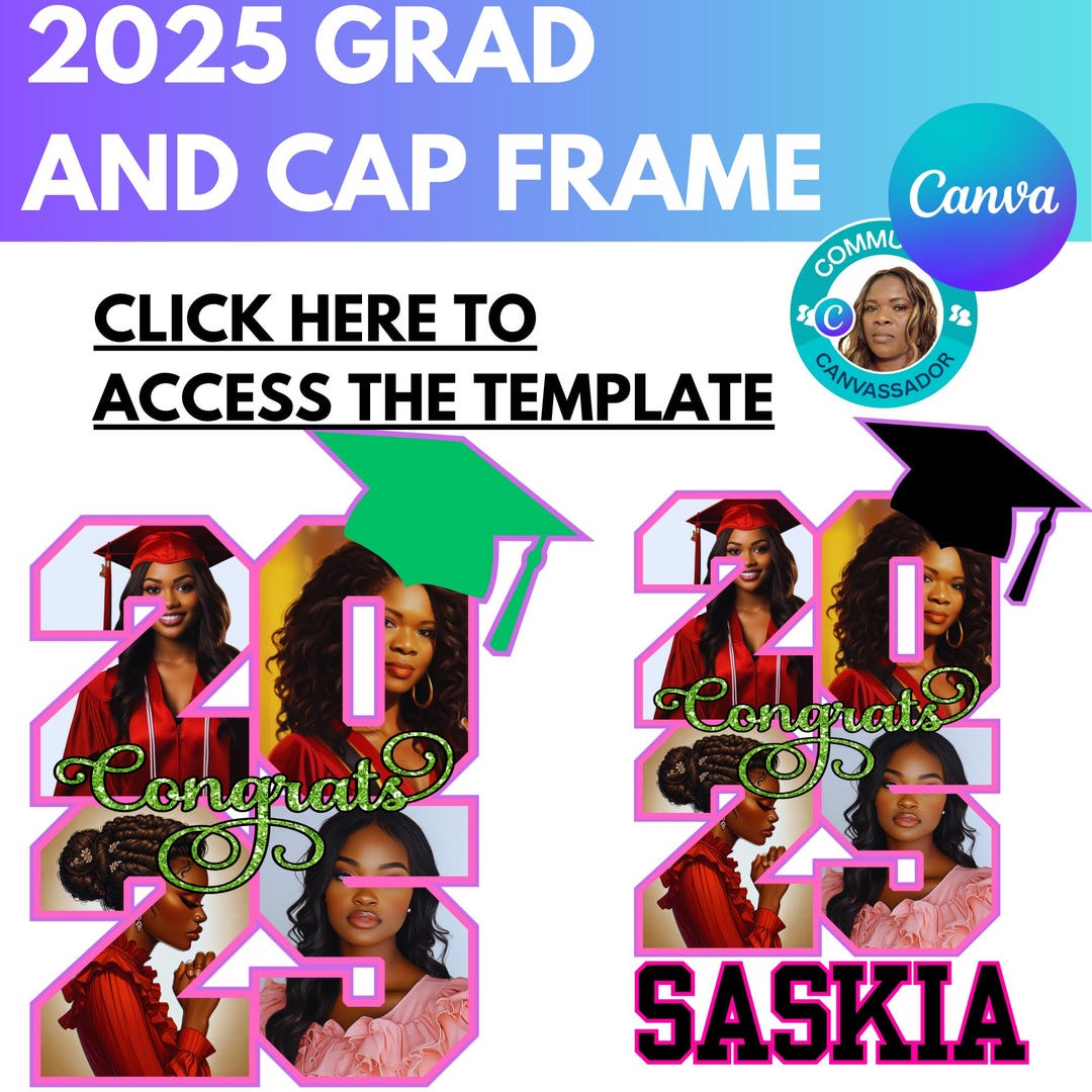Buy 2025 Grad Canva Frame Template, Graduation Template, Drag and Drop ...