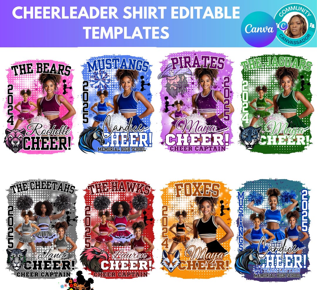 Cheerleading Editable Canva Template,change Text,change Colors,for ...