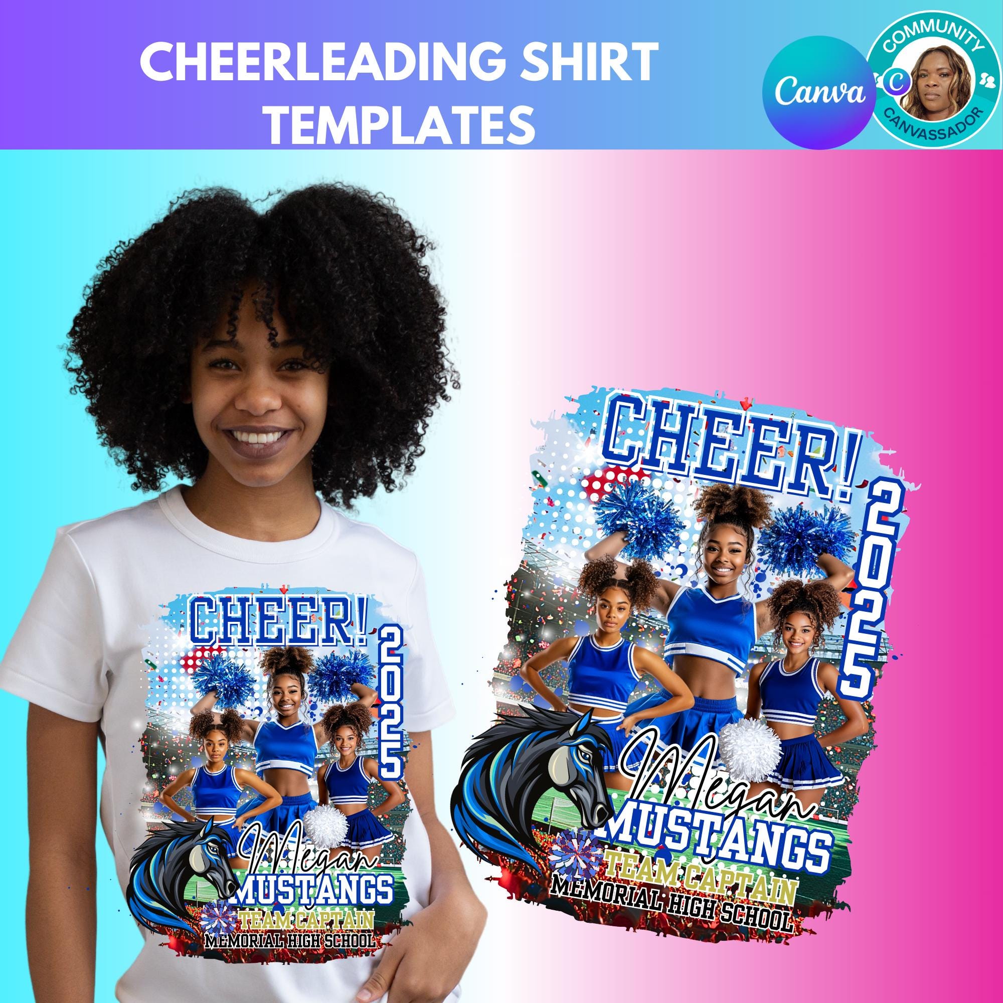 Cheerleading Editable Canva Template,change Text,forshirts, Banners ...