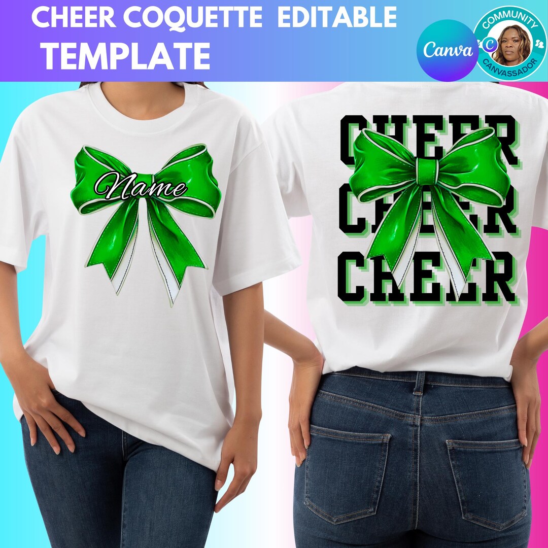 Cheerleading Editable Canva Template, Coquette Shirt,change Text,for ...