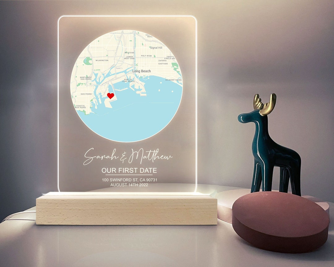Personalized Acrylic Map Our First Date Plaque Couple - Etsy