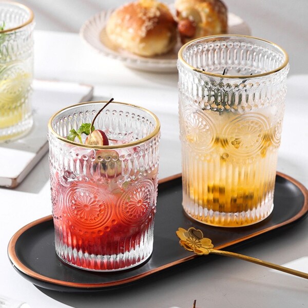 Gold Rim Drinking Glasses - Etsy