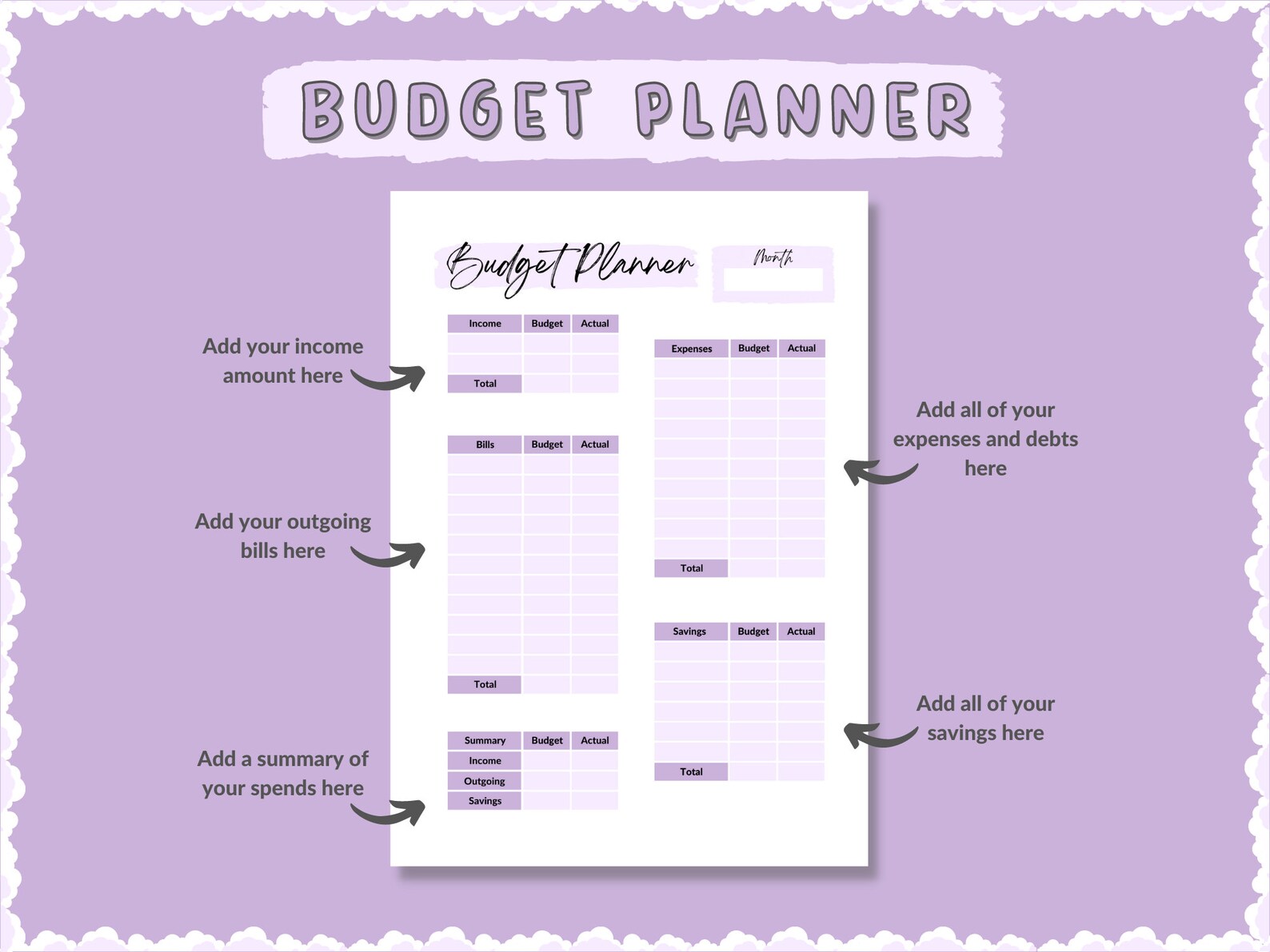 Budget Planner | Printable Budget Planner Template | Budget Template ...
