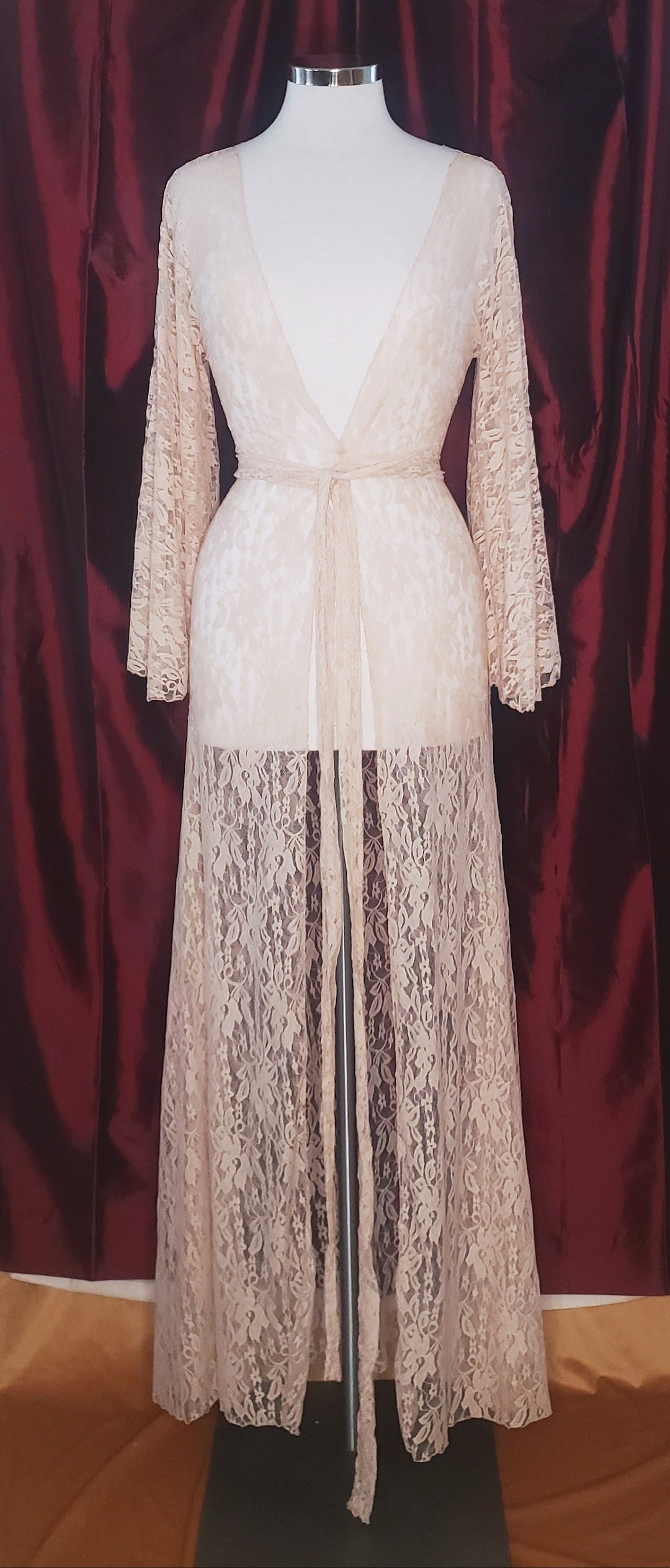 Stretch Lace Full Drape Sleeve Maxi Robe - Etsy