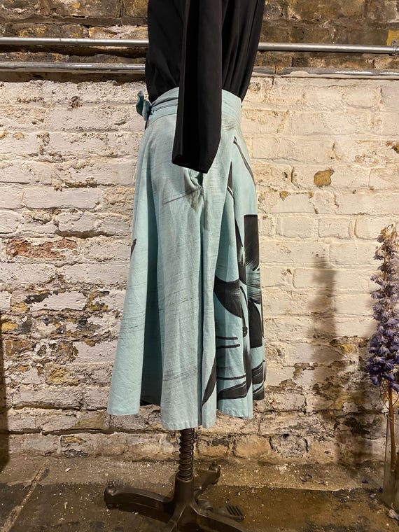 1940s/1950s light blue fleck wrap circle skirt with b… - Gem