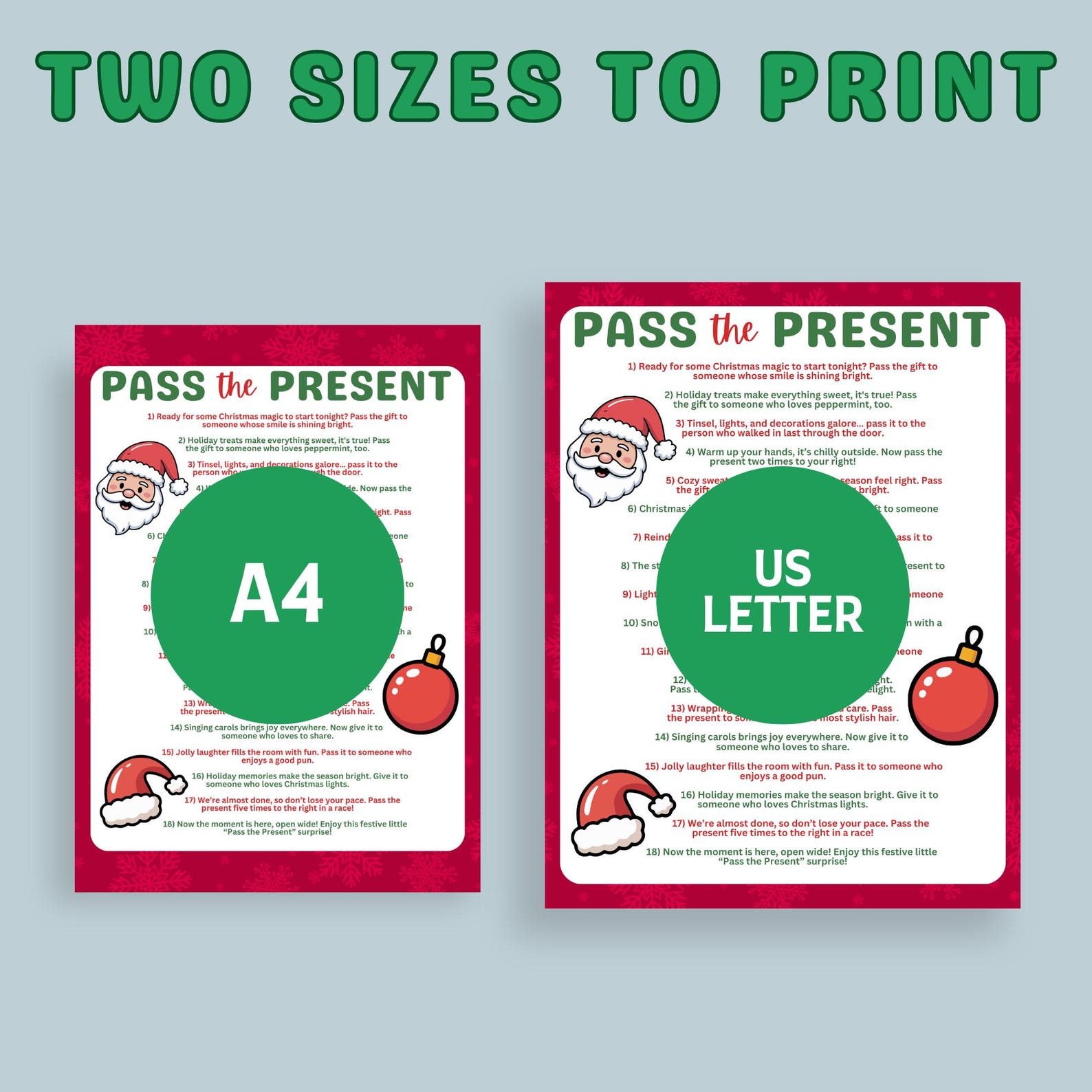Christmas Pass the Present Game Printable, Christmas Party Game, Adults ...