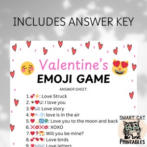 Valentine's Day Emoji Game, Printable Valentines Day Activity for ...