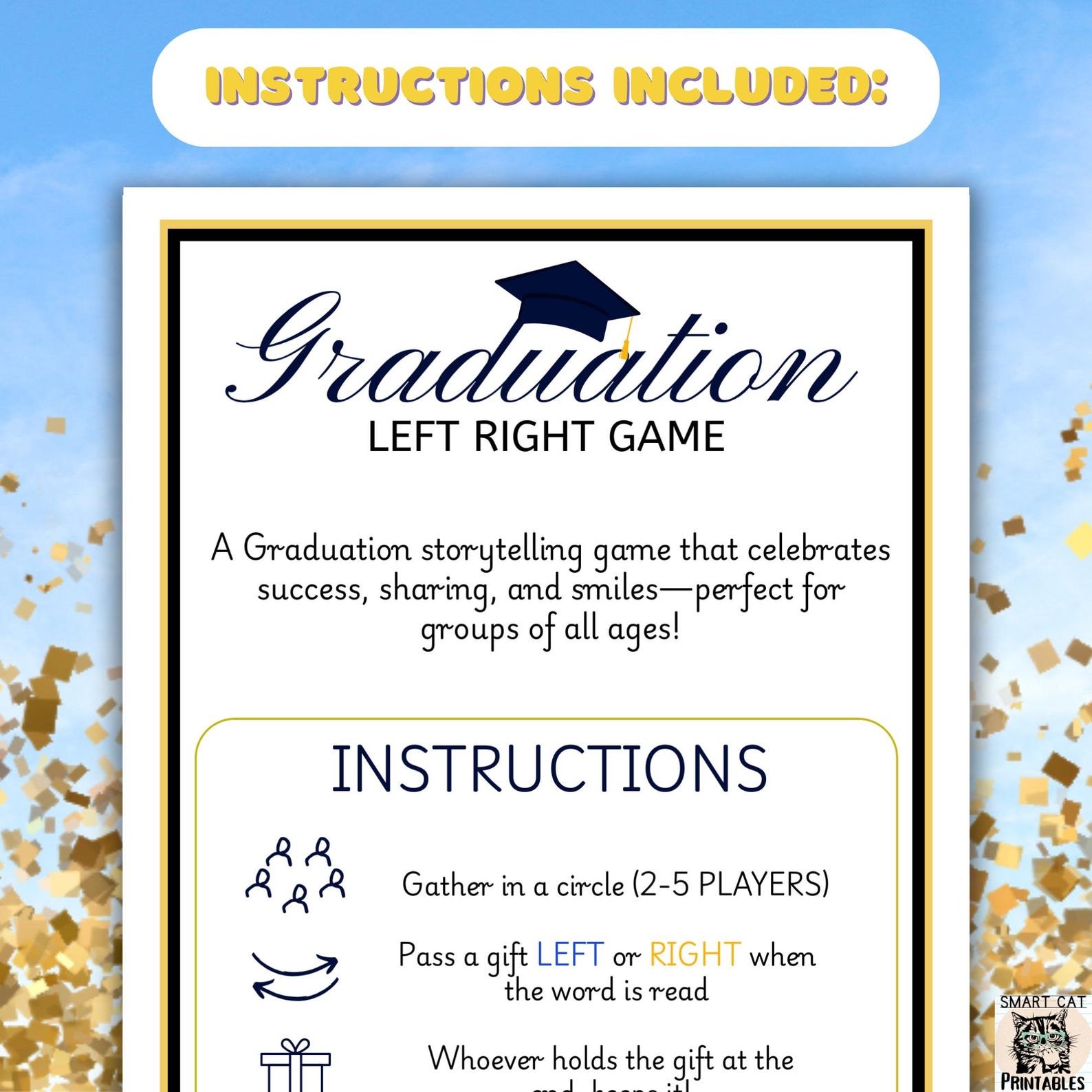 Fun Graduation Left Right Game PDF, Printable Grad Party Game, Pass the ...