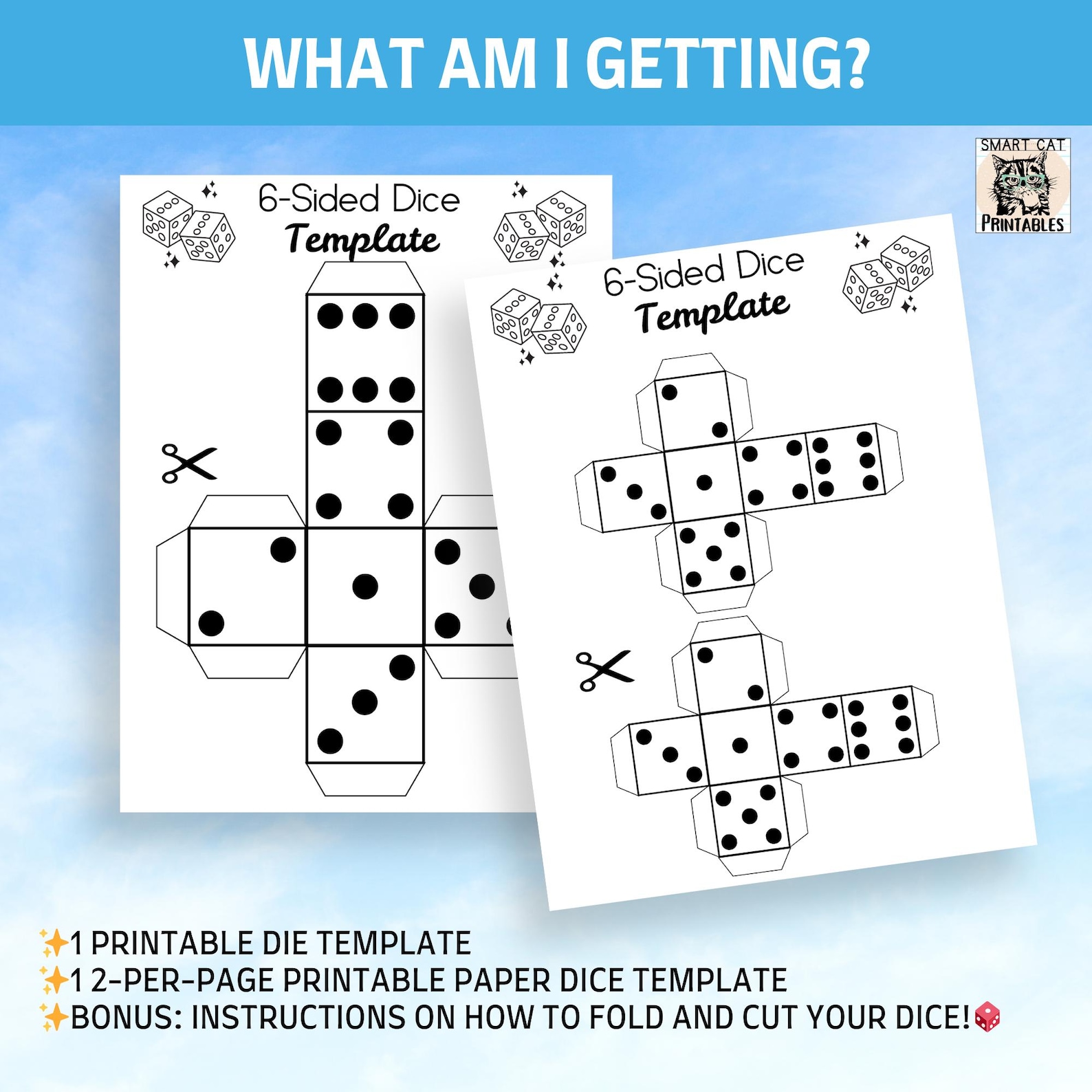 Printable Dice Template PDF, Paper Dice Craft, DIY Origami Cube, Cut ...