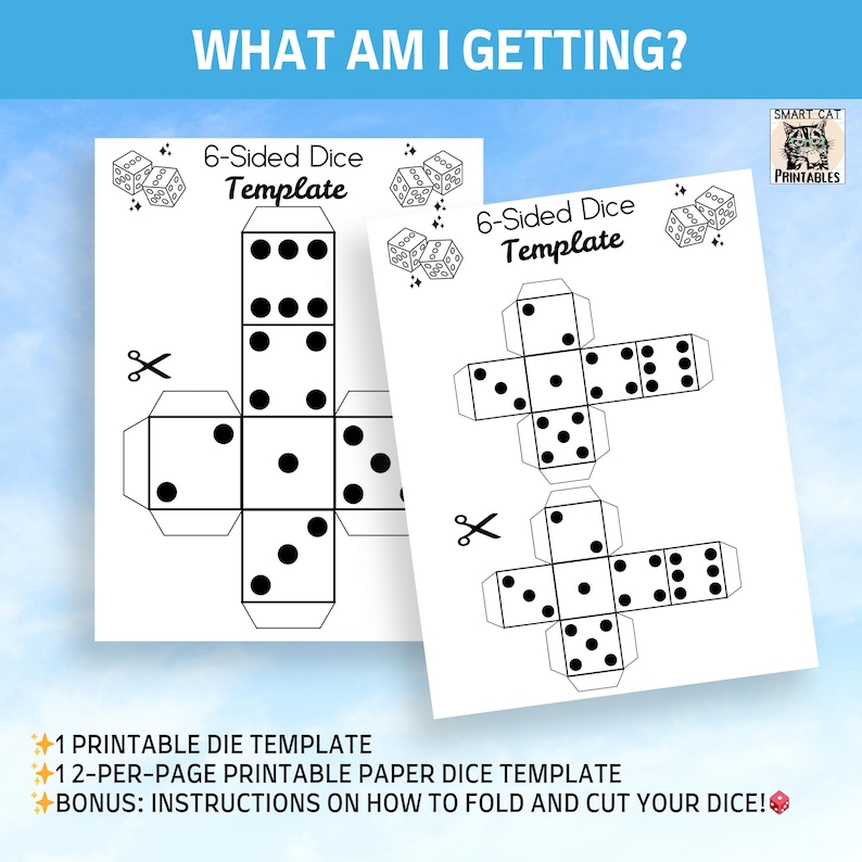 Printable Dice Template PDF, Paper Dice Craft, DIY Origami Cube, Cut and Fold Dice, Instant ...