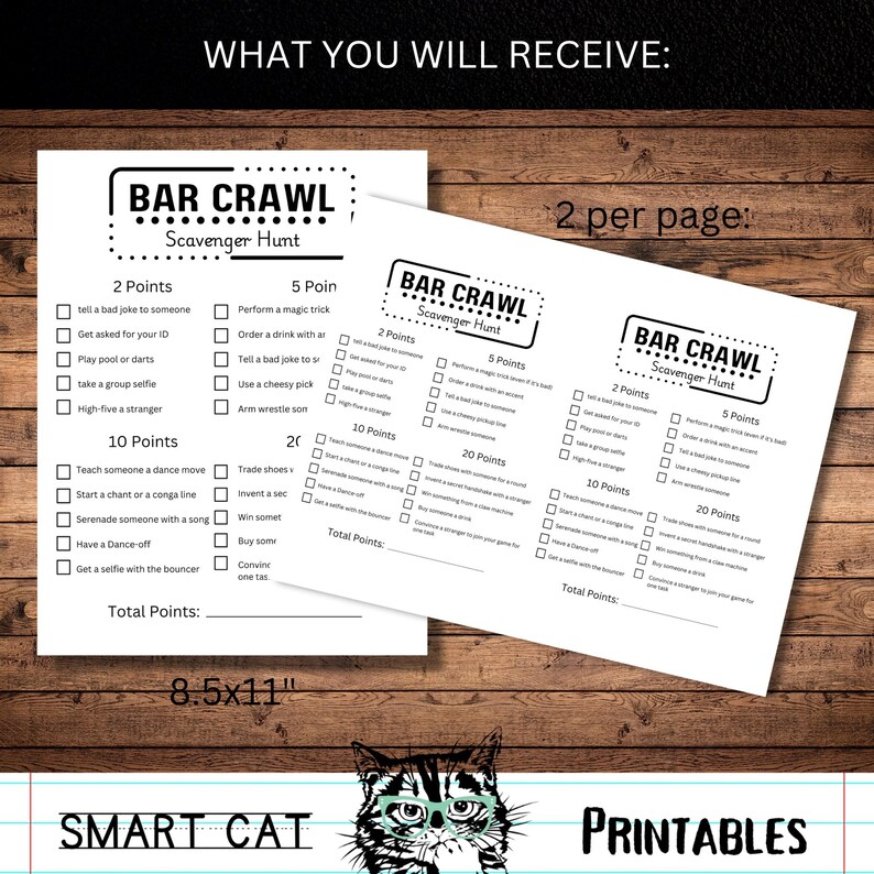 Bar Crawl Scavenger Hunt, Printable Bar Hopping Game for Birthday, Bar ...
