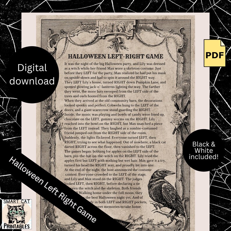Halloween Left Right Game Printable, Pass the Prize Party Game, Fun ...