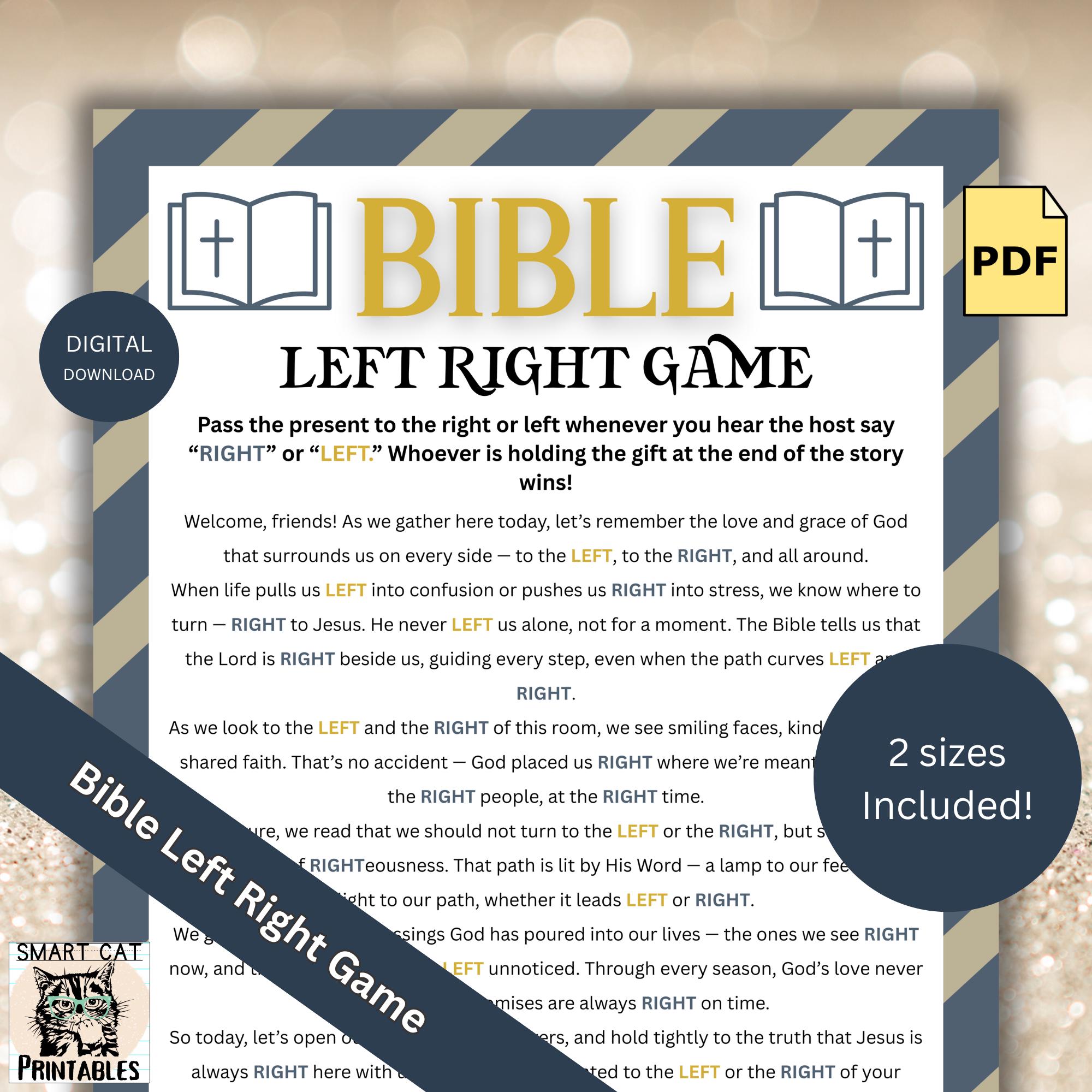 Fun Bible Left Right Game for Church Printable, Sunday School Bible ...